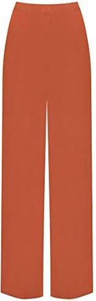 WearAll Palazzo Pantalon évasé élastique pour femme Coupe large - Rouge - 48