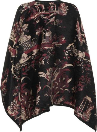Etro Floral Jacquard Cape - Black