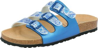 Lico Damen Bioline Flower Pantoletten, Blau Weiß, 39 EU