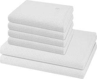 ROSS 6 teiliges Frottier-Set - Pique (4 X Handtuch 2 X Duschtuch im Set) - 520 g/m2 - Baumwolle - Pique - saugstark - weich und flauschig - Ecru