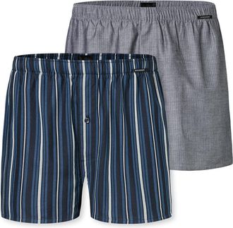 Schiesser Herren 2 Pack Boxershorts Baumwolle Web Multipack - Webboxer, Sortiert 4_182428, 10