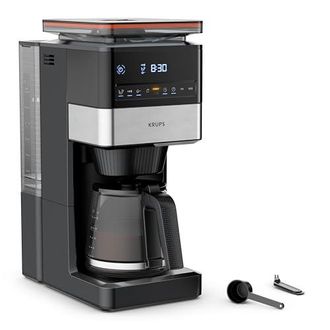 Krups Grind Aroma XL Filterkaffeemaschine, abnehmbares Kegelmahlwerk, digitales Bedienfeld, XL-Fassungsverm&ouml;gen (1,5 L), Warmhaltefunktion, Glaskanne, Schwa