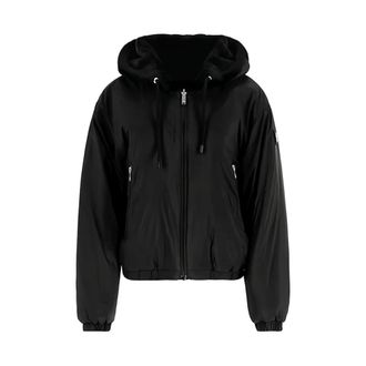 Moose Knuckles Schwarze Kapuzenjacke mit Rei&szlig;verschluss Elastisches Logo - - Jackets - Damen - Schwarzk - M