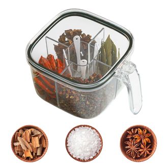 Generic Gew&uuml;rzbox mit Deckel - 4 F&auml;cher versiegelte Gew&uuml;rzbox, Gew&uuml;rzgl&auml;ser mit Deckel | Transparente Gew&uuml;rzregalgew&uuml;rzt&ouml;pfe, Lagerbeh&auml;lter -Gew&uuml;rzgl&auml;ser, Gew