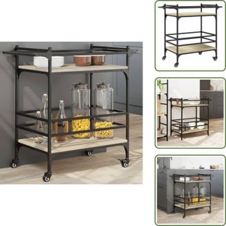 vidaXL Chariot de cuisine ch&ecirc;ne sonoma 82x40x78,5 cm bois ding&eacute;nierie - Meuble De Cuisine - Chariot De Cuisine - Chariot &agrave; L&eacute;gumes - Chariot De Rangement