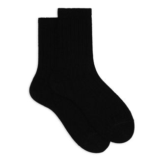 Gallo Gallo, Femme, Sous-v&ecirc;tements, Noir, Taille: ONE Size Chaussettes Courtes en Laine C&ocirc;tel&eacute;es