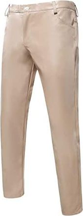 Generic Pantalon en similicuir m&eacute;tallique brillant pour homme - Jambe droite - Pantalon de motard - Pantalon de moto - Discoth&egrave;que, chanteur, discoth&egrave;que, soi