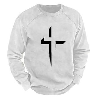 Generic Pull pour homme avec col rond Sweat-shirt sans capuche T-shirt dext&eacute;rieur Doux d&eacute;contract&eacute; Tops &agrave; manches longues T-shirt de sport Sweat-shirt tendanc