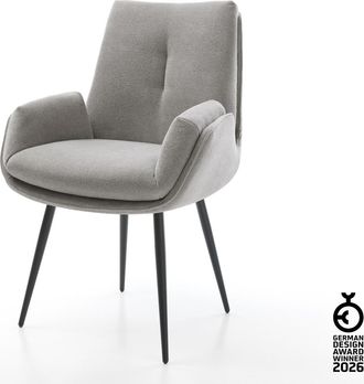 DELIFE Esszimmerstuhl Clea-Flex Strukturstoff Soft Grau 4-Fu&szlig; konisch Schwarz, Esszimmerst&uuml;hle