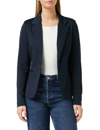 Ichi IHKATE BL Damen Blazer Kurzblazer Jacke Ein-Knopf-Blazer mit Stretch und Reverskragen, Größe:M, Farbe:Total Eclipse (14044)