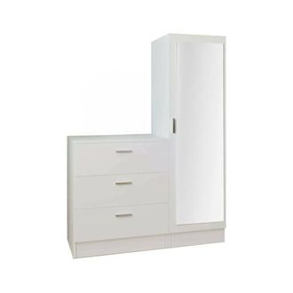 Dmora Eingangsregal Halimede 60x47x72 cm Weiß, Spiegel Inklusive