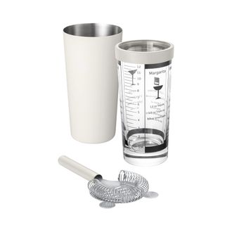Blomus LOUNGE- Boston-Shaker Set, exakte Dosierung durch verschiedene Ma&szlig;angaben auf dem Becher, inkl. Barsieb, 500ml, Farbe Moonbeam (64290)