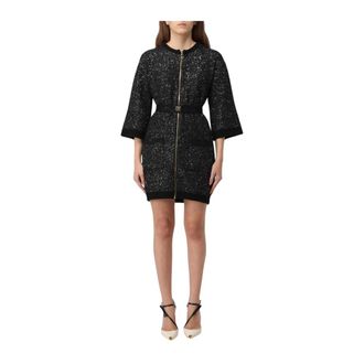 Elisabetta Franchi Femme, Robes, Noir, Taille: 36 FR Sequin Mini Dress Zip Detail