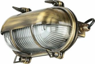 Licht-Erlebnisse Lichterlebnisse 435 BRASS ANTIQUE 9725 Au&szlig;enwandleuchte E27 Messing-antik, Klar, Transparent