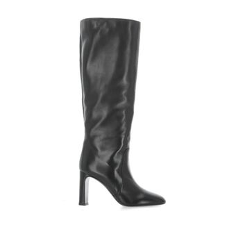 Stuart Weitzman Schwarze Lederstiefel Damen Runde Zehe - - Shoes - Damen - Schwarzk - 38 EU