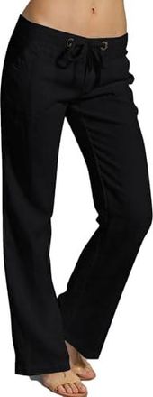 Generic Cihdmfb Pantalon en lin l&eacute;ger pour femme avec taille &eacute;lastique - Pantalon d&eacute;t&eacute; &eacute;l&eacute;gant - Couleur unie - Pantalon de loisirs pour femme - Pantalon de p