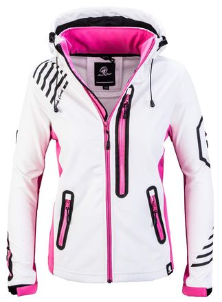Rock Creek Damen Softshell Jacke Windbreaker Regenjacke &Uuml;bergangsjacke Softshelljacke Damenjacke Regenmantel Outdoorjacke Kapuze D-402 Wei&szlig; XS