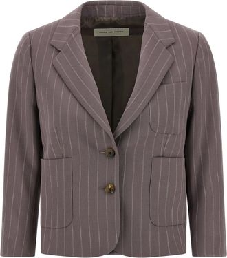 Dries Van Noten Femme, Vestes, Gris, Taille: 38 FR Bamis Blazer &agrave; Rayures Fines Crois&eacute;