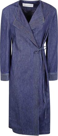 Dries Van Noten Manteau Long - Bleu