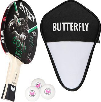 Butterfly Timo Boll SG11 Tischtennisschläger + Cell Case Tischtennishülle + 3*** ITTF R40+ Tischtennisbälle | Tischtennisschlägerset | Tischtennis Hobby Set