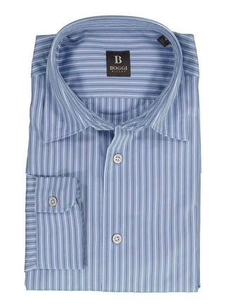 Boggi Milano Herren Hemd blau Baumwolle