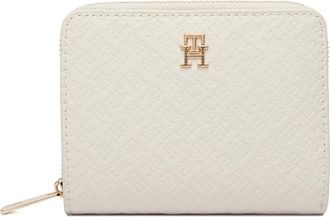 Tommy Hilfiger Geldb&ouml;rse Tommy Hilfiger Th Icon Med Za W/Flap Mono AW0AW18474 Beige