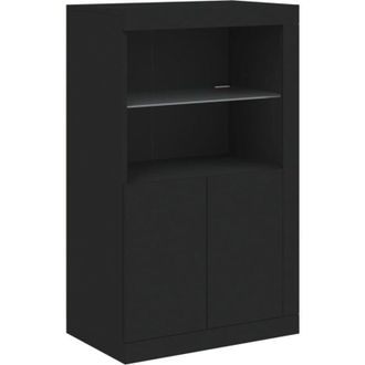 vidaXL Armoire lat&eacute;rale avec lumi&egrave;res led noir bois ding&eacute;nierie