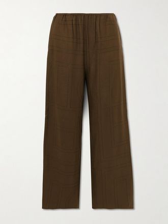 Toteme Pantalon En Modal Tencel Lenzing &Agrave; Broderies - Marron