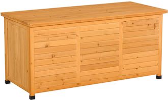 OUTSUNNY Gartenbox, Kissenbox, Aufbewahrungsbox, Aufbewahrungsbox, Gartentruhe, wetterbest&auml;ndig, Massivholz, 127 x 56 x 60 cm Gelb