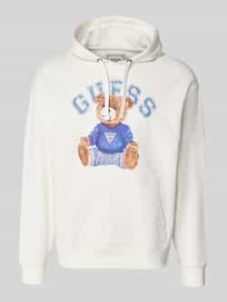 Guess Hoodie mit Label-Print und K&auml;nguru-Tasche