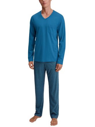 CALIDA Relax Imprint Pyjama, lang Herren, aus 100% Baumwolle, pflegeleicht, elastisch und formstabil, in Single Jersey