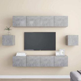 vidaXL Vidaxl - 6-tlg. TV-Schrank-Set Betongrau Holzwerkstoff