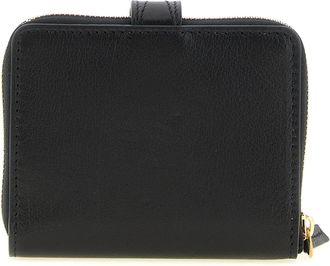 Chlo&eacute; Gold Padlock-Embellished Leather Wallet - Black