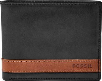 Fossil Brieftasche f&uuml;r M&auml;nner Quinn, 100% Leder Bifold schwarz 11,43 cm L x 1,9 cm B x 8,89 cm H ML3644001