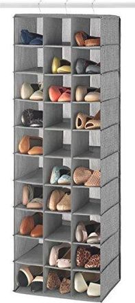 Whitmor Kleiderschrank-Organizer, 30 F&auml;cher, platzsparend, atmungsaktiv, Stoff-Schuhaufbewahrung f&uuml;r Schlafzimmer, W&auml;sche, Wohnheim, Kreuzschraffur, Grau