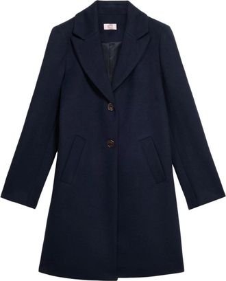 Oltre Femme, Manteaux, Bleu, Taille: 50 FR Long Coat in Drap