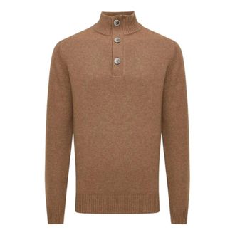 Gentiluomo Col roul zipp&eacute; boutonn&eacute; - Homme - Pulls - Brun - Taille: L