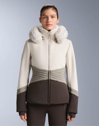 Oysho Superenge, wasserabweisende Primaloft-Skijacke mit Blockfarbendesign in Hellrosa