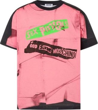Moschino unisex, Tops, Rose, Taille: XS T-shirt en jersey de coton &Eacute;dition Limit&eacute;e