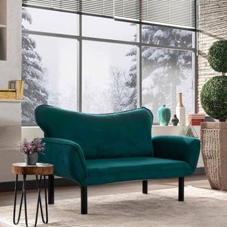 Dmora Schlafsofa 2-Sitzer 140x65 cm Blau mit Stauraum