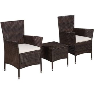 vidaXL 3-tlg. Bistro-Set Poly Rattan Braun vidaXL