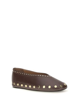 Ganni Womens Jenny Ballerinas Chicory Coffee Flat Shoes