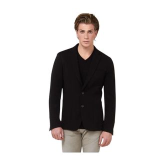 Gas Gas, Homme, Vestes, Noir, Taille: 2XL Blazer ajust&eacute; en polyester &agrave; simple boutonnage