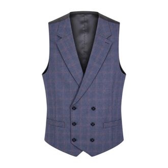 Luigi Bianchi Mantova Karierter Weste - - Suits - Herren - Blau - 3XL
