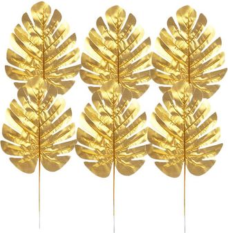 Amosfun 12 st&uuml;cke K&uuml;nstliche Gold Tropische Palmbl&auml;tter Monstera bl&auml;tter mit stielen Hawaiian tropischen Luau Jungle Beach themenorientierte Hochzeit Geburtst