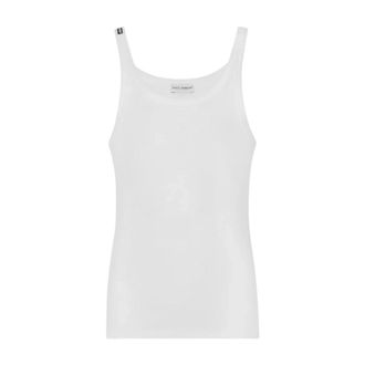 Dolce & Gabbana Herren Wei&szlig;es Geripptes Tanktop - - Tops - Herren - Wei&szlig; - S