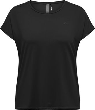 Only Damen ONPAUBREE SS Loose TR Tee Curvy-Opus Sporttop, Schwarz (Black Black), 40 (Herstellergr&ouml;&szlig;e: 40/42)
