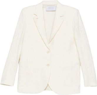 Harris Wharf London Femme, Vestes, Blanc, Taille: 34 FR Blazer Textur&eacute; en M&eacute;lange de Coton