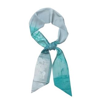 Generic &Eacute;charpe abstraite bleue pour femme - &Eacute;charpe tour de cou pour sacs &agrave; main - Bandeau moderne en satin de soie pour le sport, le yoga et le visage