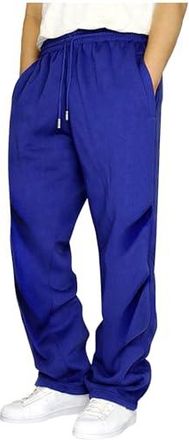 Generic Pantalon d&eacute;contract&eacute; pour homme - Taille &eacute;lastique - Pantalon droit d&eacute;contract&eacute; de couleur unie - Coupe ample avec poches - Confortable - Pantalon de 
